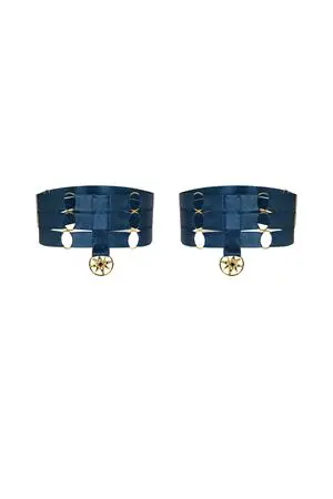 EMPRESS MIMI Gold / Blue Celeste Thigh Garters - Gold/blue