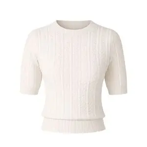 SACHA DRAKE Short Sleeve Chevron Knit Top In Ivory - White