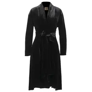 SMART AND JOY Wrap Velvet Dress And Ruffle Hem