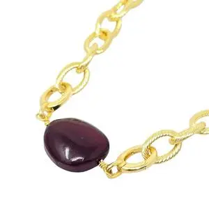 HARFI Gold / Red Garnet January Birthstone Statet Pendant Necklace - Gold/red
