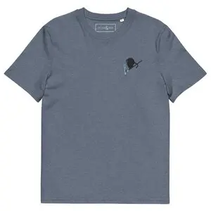 ANCHOR & CREW Heather Artist Monkey Organic Cotton Embroidered T-shirt - Blue