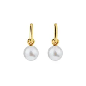 ORA PEARLS Gold / White Aetia Pearl Hoop Earrings Large Gold - Gold/white