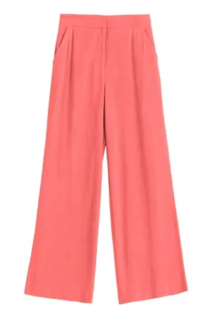 LOUCHE Tilde Linen Mix Straight Leg Trouser Coral - Pink