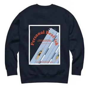 ANCHOR & CREW Organic Cotton Crewneck Sweatshirt With Retro Swimming Motif - Blue