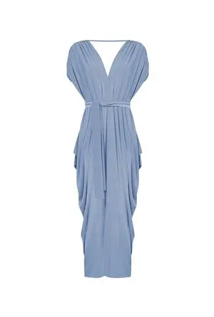 JAMES LAKELAND Draped Open-back Midi Dress – Powder - Blue