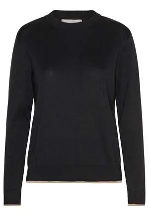 GROBUND Marie Knit Blouse The One In With Contrasting Border - Black