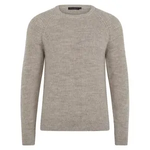PAUL JAMES KNITWEAR Neutrals Sheepsoft British Wool Byroon Fisherman Rib Knit Jumper Ecru - Beige