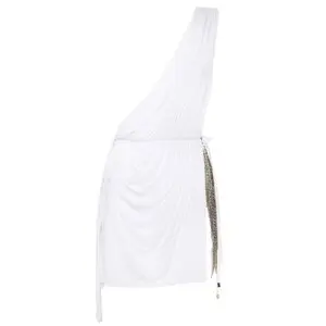BRENDA AGRADI One-shoulder Mini Dress With Draping And Crystal Embellishment - White