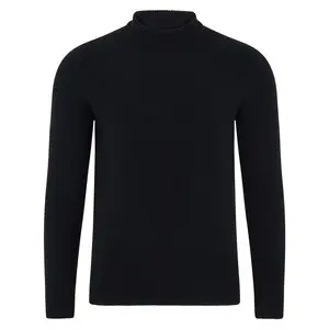 PAUL JAMES KNITWEAR Lambswool Arden Narrow Mock Turtle Neck Jumper - Black