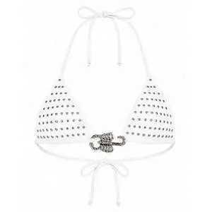 CIAO BELLA MONTE CARLO Velena Embellished Triangle Bikini Top - White