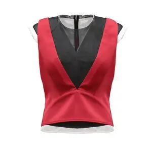 JULIA ALLERT Satin Blouse With Mesh And Shoulder Pads Red