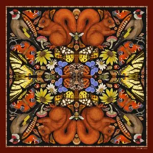 EMILY CARTER Brown / Red The Woodland Silk Scarf L - Brown/red