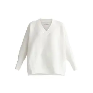 PAISIE V-neck Ribbed Jumper - White