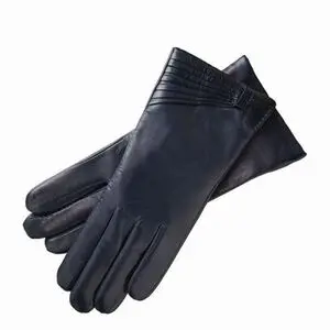 1861 GLOVE MANUFACTORY Varese Leather Gloves In Navy Nappa Leather - Blue