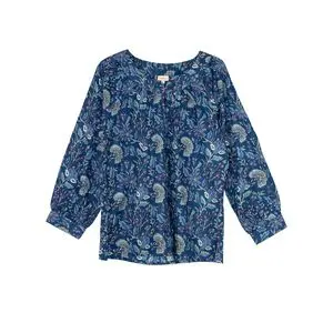 INARA Indian Cotton Lagoon Buttoned Smock Top