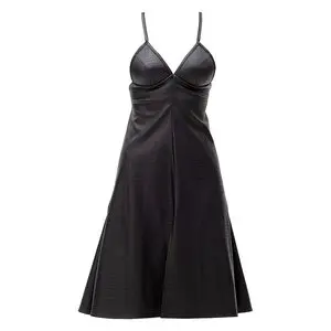MAISON BOGOMIL Strappy Faux Leather Midi Dress - Black