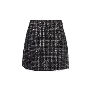 AMY LYNN Janette Sequin Tweed Mini Skirt - Black