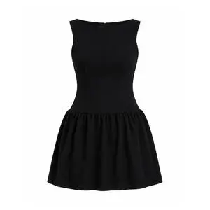 GIRL IN MIND Codi Boat Neck Low Back Mini Dress - Black