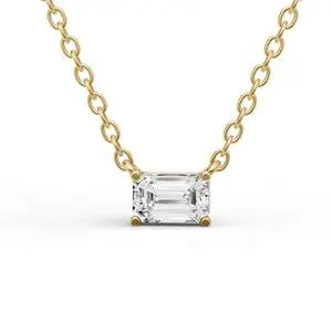 SEREIA OFFICIAL 14k 0.25 Ct Lab Grown Emerald Shape Diamond Pendant Yellow