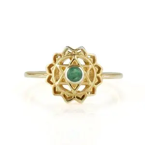 CHARLOTTE'S WEB JEWELLERY Heart Chakra Vermeil Ring Emerald - Gold
