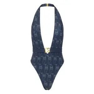 CATNIP AND SEAWEED The One-piece Nipsea Print Swimsuit In Midnight - Blue