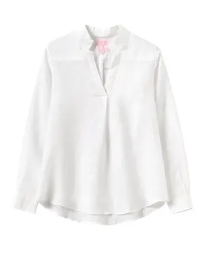 PINK HOUSE Linen Kim Shirt Plain - White