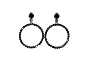 VICKISARGE The Medium Hoop Earrings In Platinum Pierced - Black