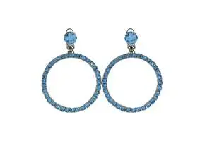 VICKISARGE The Medium Hoop Earrings In Platinum - Pierced Blue
