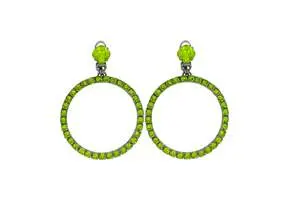VICKISARGE The Medium Hoop Earrings In Platinum Pierced - Green