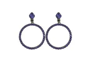 VICKISARGE The Medium Hoop Earrings In Platinum Pierced - Purple