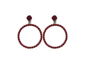 VICKISARGE The Medium Hoop Earrings In Platinum - Pierced Red