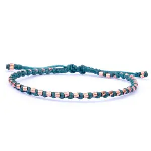 HARBOUR UK Handmade Solid Copper And Aqua Eco Cord Bracelet The Healer - Green