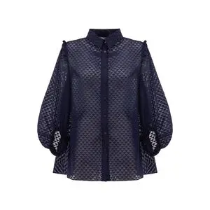 GEORGETTE Deep Navy Veil Blouse