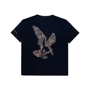 MIRACLES MANIFESTER Eagle Rhinestoned T-shirt - Black