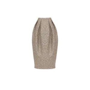 GEORGETTE Neutrals Sculptural Midi Pencil Skirt - Beige