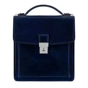 TIME RESISTANCE Small Leather Briefcase Walden - Blue