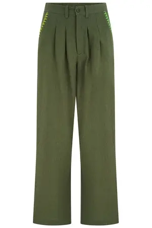 SUGARHILL BRIGHTON Lois Wide Leg Trousers With Decorative Stitching