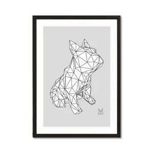 MAROKKA DESIGN French Bulldog Geometric Print Frank White On A Background - Grey