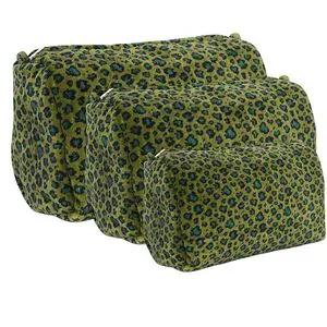 CYC Velvet Leopard Three Piece Travel Set - Green