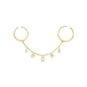 SHYMI Two Finger Bezel Set Adjustable Ring - Mix Shape Gold
