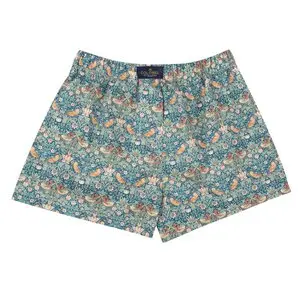 LE COLONEL Green / Neutrals / Red Liberty Emerald Strawberry Thief Boxer Shorts - Green/red