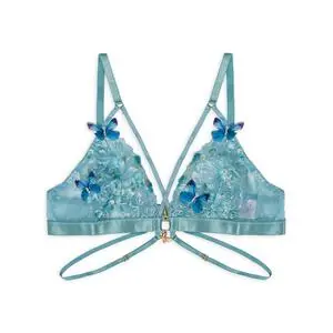 EMPRESS MIMI Madame X Lace Strappy Bralette With Butterfly Detail - Blue