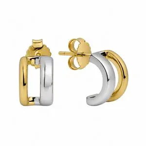 BELINDA JEWELZ Gold / Silver Mixed Metal Cutout Huggie Hoops - Gold/silver