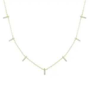 KAMARIA Bar Choker Necklace With Crystals - Gold