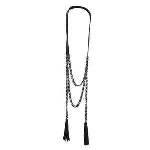 METAMORPHOZA Extravagant Chain Аnd Leather Necklace - Black