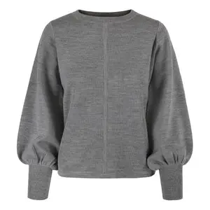 TIRILLM Alison Merino Wool Sweater With Puff Sleeves - Grey
