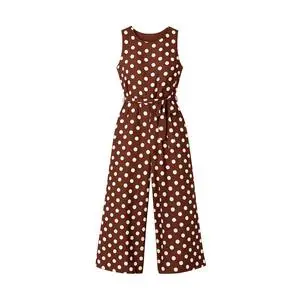 YUMI Polka Dot Culotte Jumpsuit - Brown