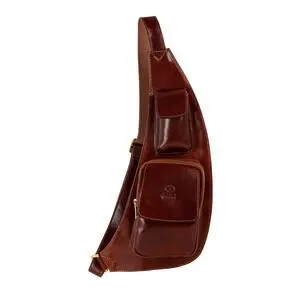 TIME RESISTANCE Leather Sling Bag Crossbody Bag The Monk - Brown