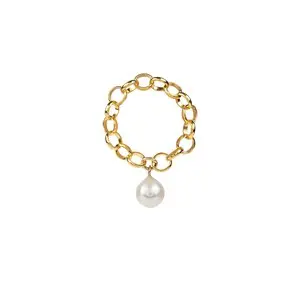 ORA PEARLS Aelia Pearl Chain Ring - Gold