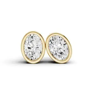 SEREIA OFFICIAL 14k Studs 0.5 Carat Earrings Oval Bezel Yellow - Gold